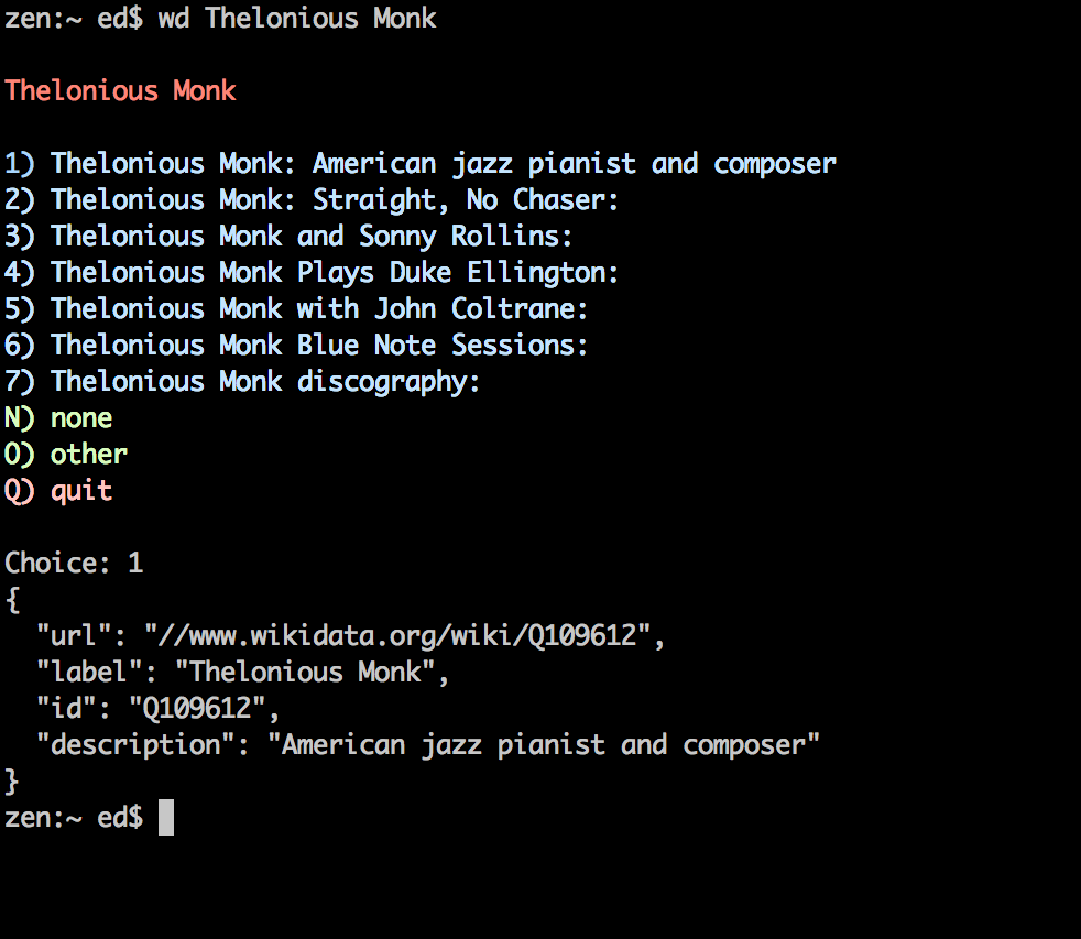GitHub - edsu/wikidata_suggest: a CLI suggestion tool for Wikidata entities